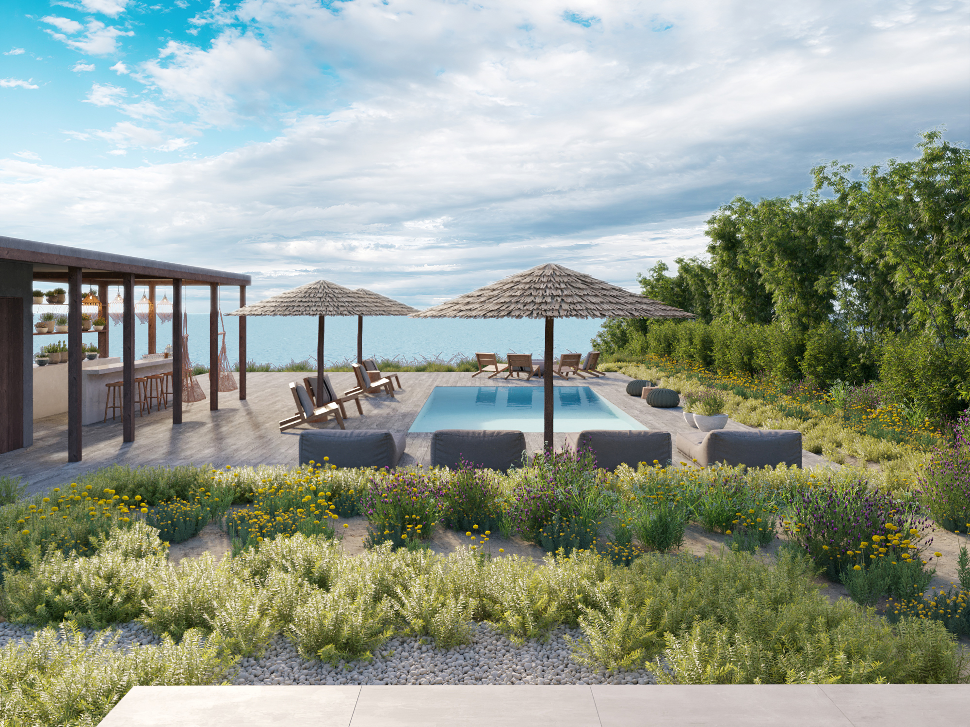 Ocean Huts at Coxos Bay, Portugal